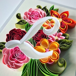 Quilled Wall Art, Floral Letter, Monogram Wall Art, Personalized ...