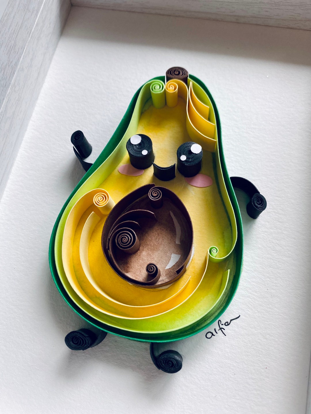 Avocado Wall Art Kawaii Style Avocado Art Quilled Wall Art - Etsy