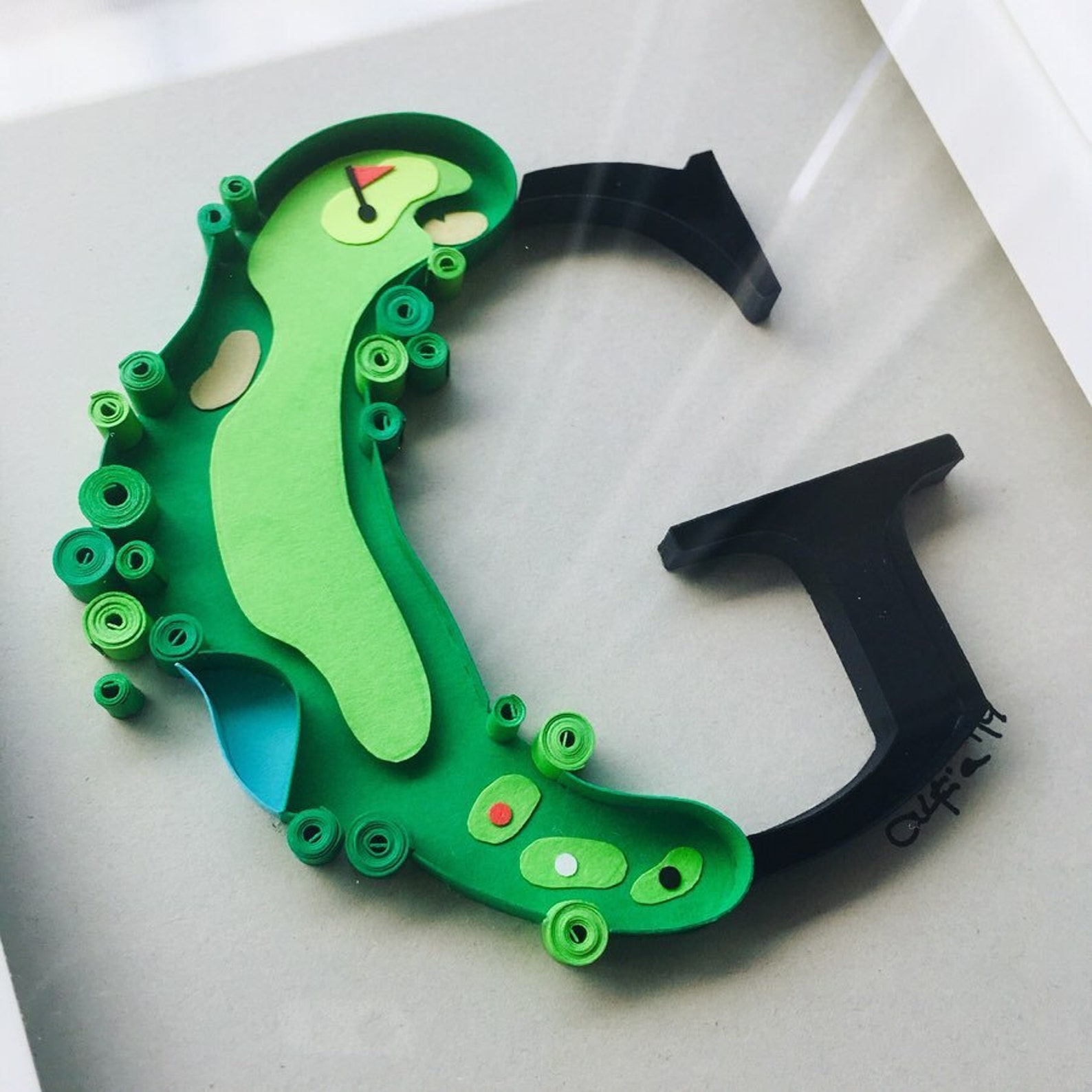 Quilled Wall Art, Personalized Monogram Art, Gift for Golfers, Golf ...