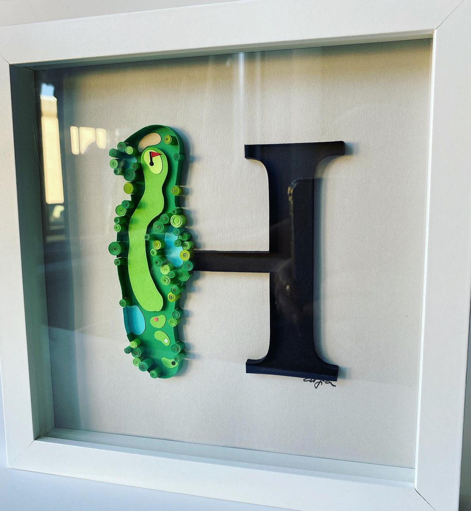 Quilled Wall Art, Personalized Monogram Art, Gift for Golfers, Golf ...