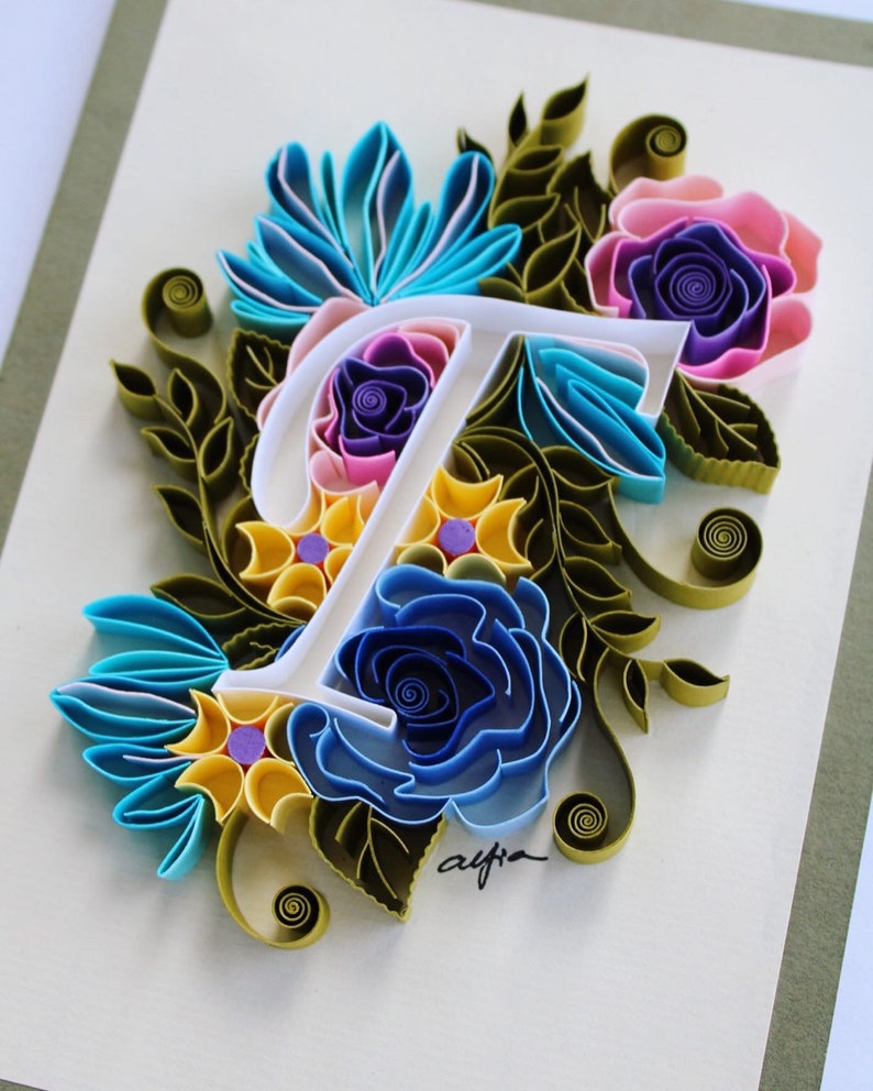 Quilled Wall Art Floral Letter Monogram Wall Art | Etsy