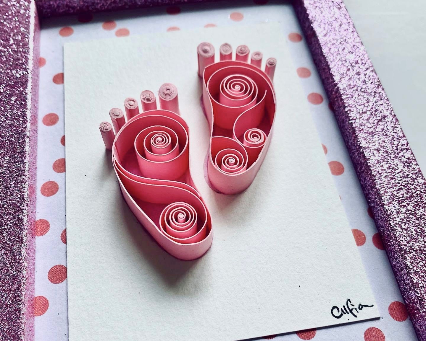 Baby Feet Art, Newborn Gift, Quilled Baby Shower Gift, Paper 3D Nursery ...