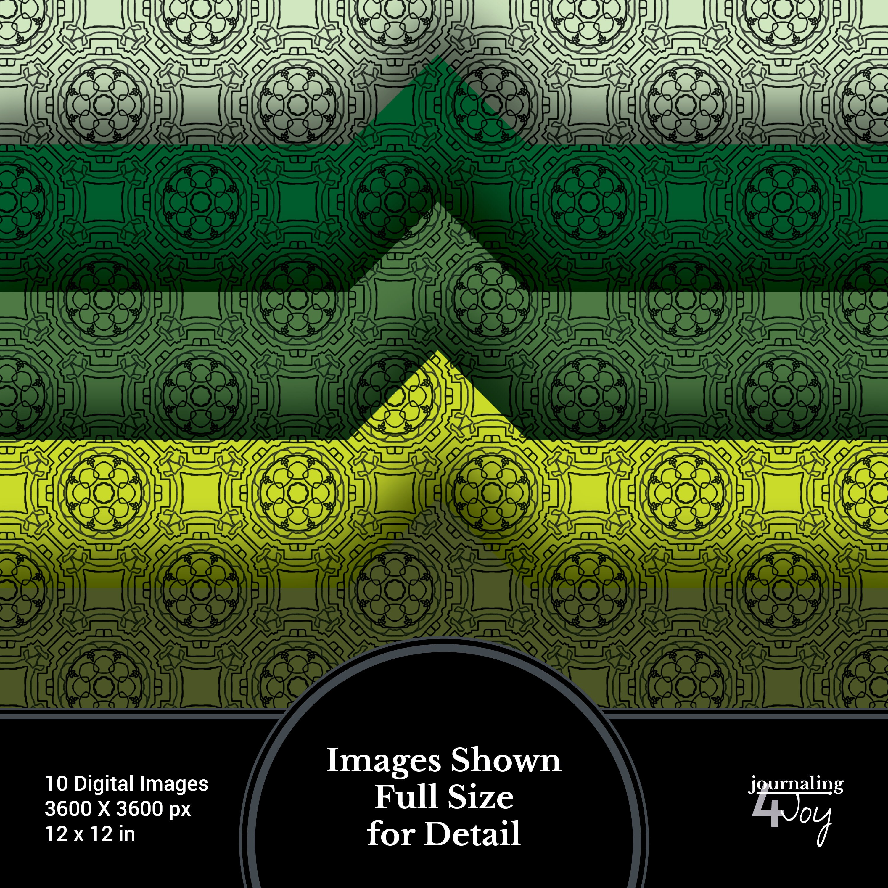 10 Shades of Green Mayan Inspired Damask Digital Paper, Print on Demand ...