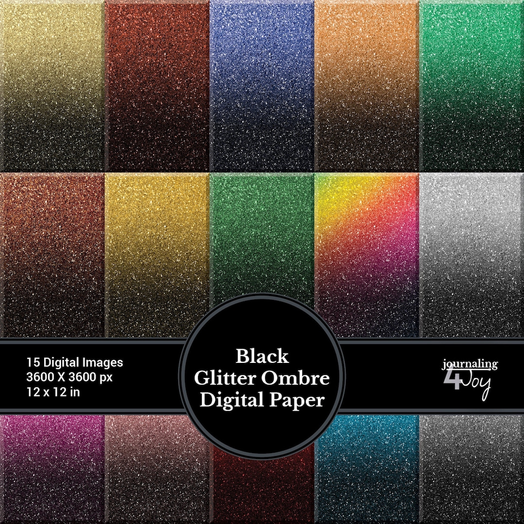 15 Black Glitter Ombre Digital Paper, Glitter Backgrounds, Glitter ...