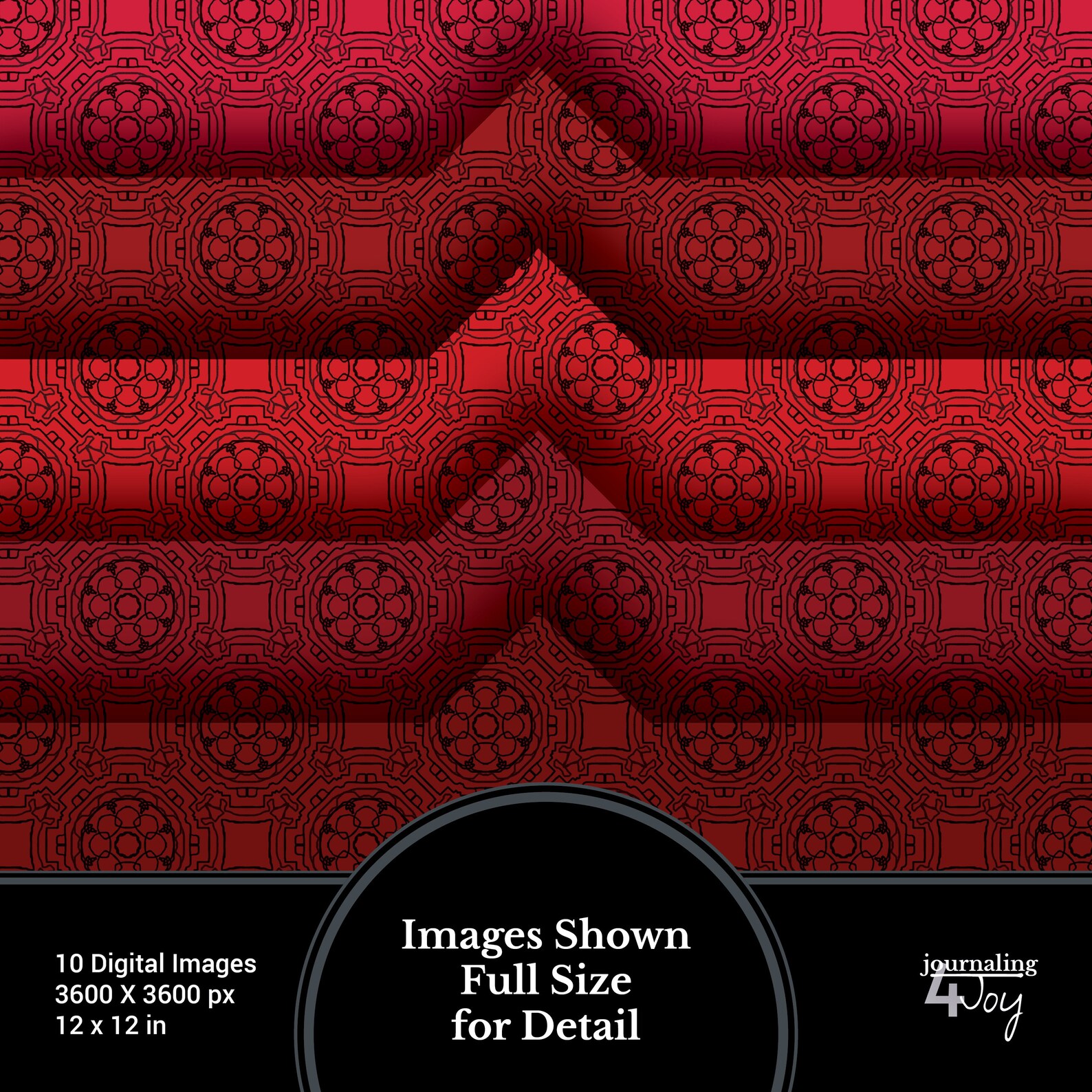 10 Shades of Red Mayan Inspired Damask Print on Demand, Floral Junk ...