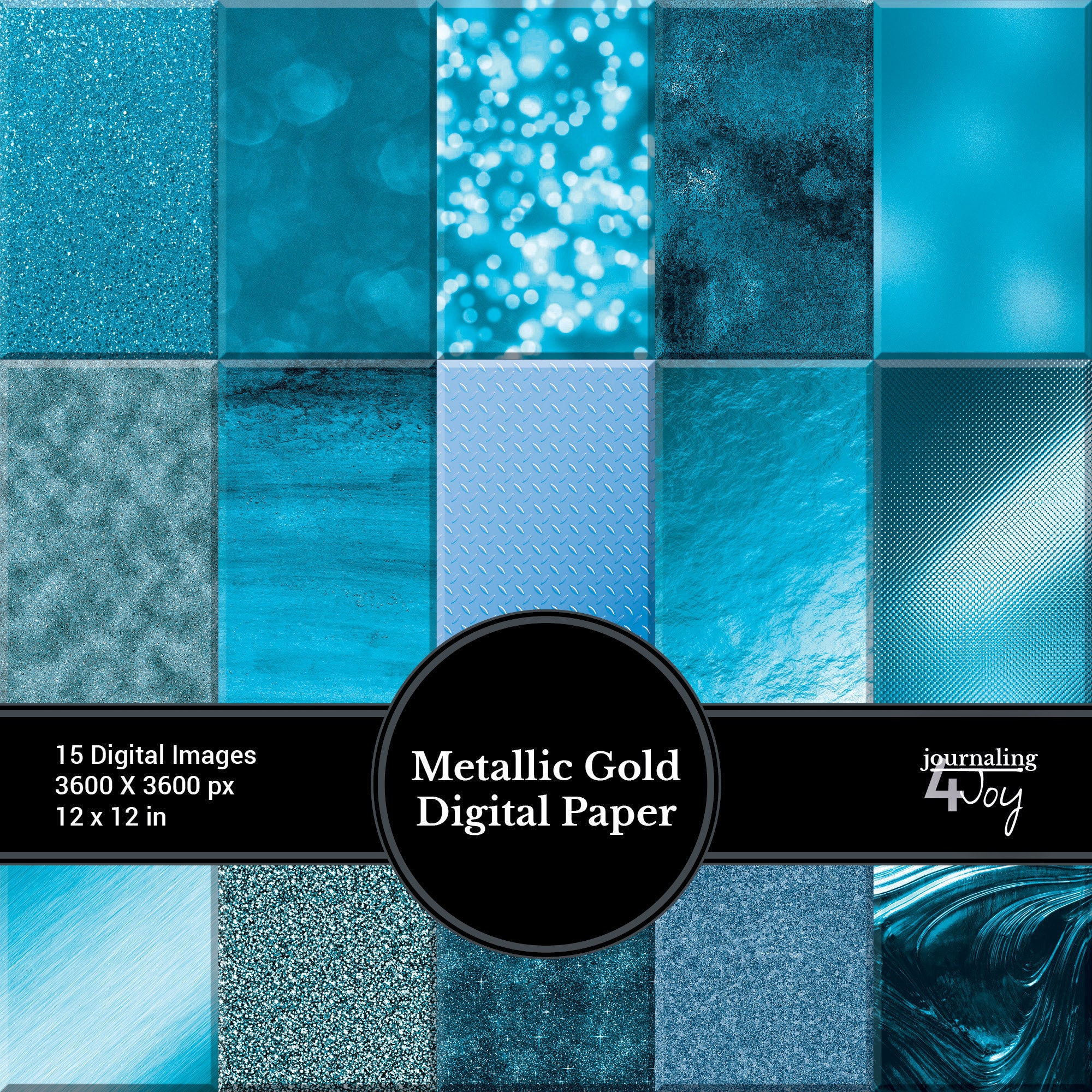 Sapphire Blue Metallic Digital Paper, Textures, Glitter (12x12 In ...