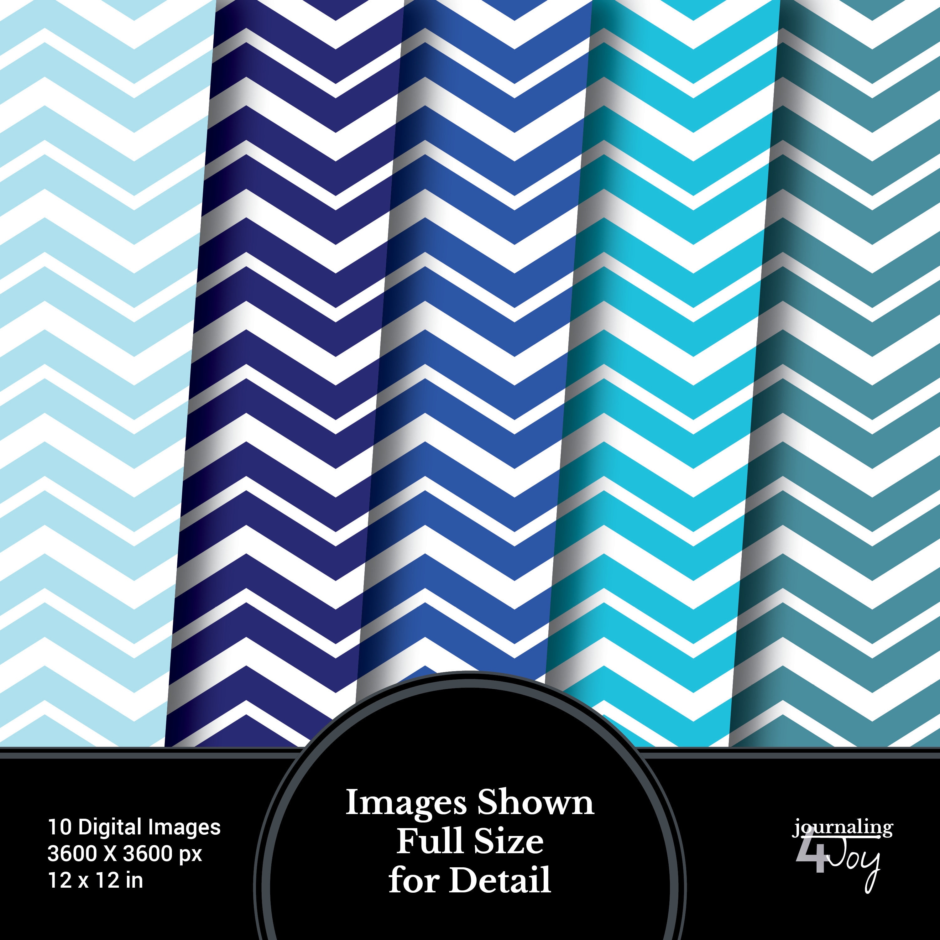 10 Shades of Blue Double Chevron Zig Zag Digital Paper Print - Etsy UK