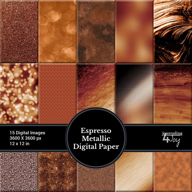 Espresso Brown Metallic Digital Paper Backgrounds Foil - Etsy
