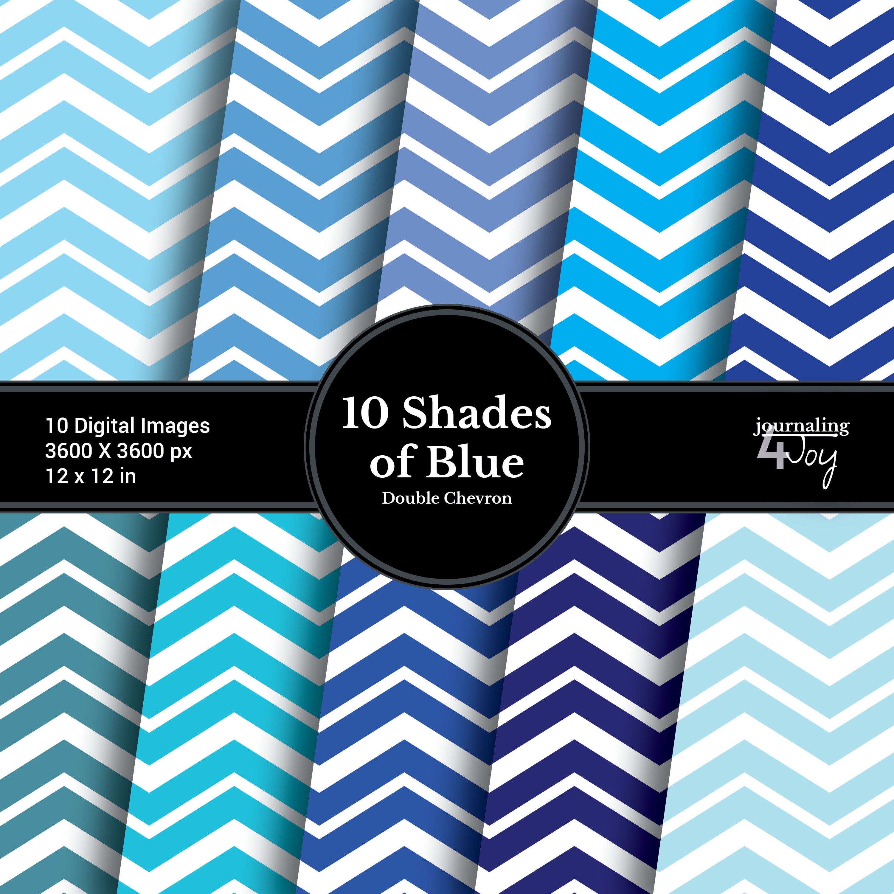 10 Shades of Blue Double Chevron Zig Zag Digital Paper Print - Etsy UK
