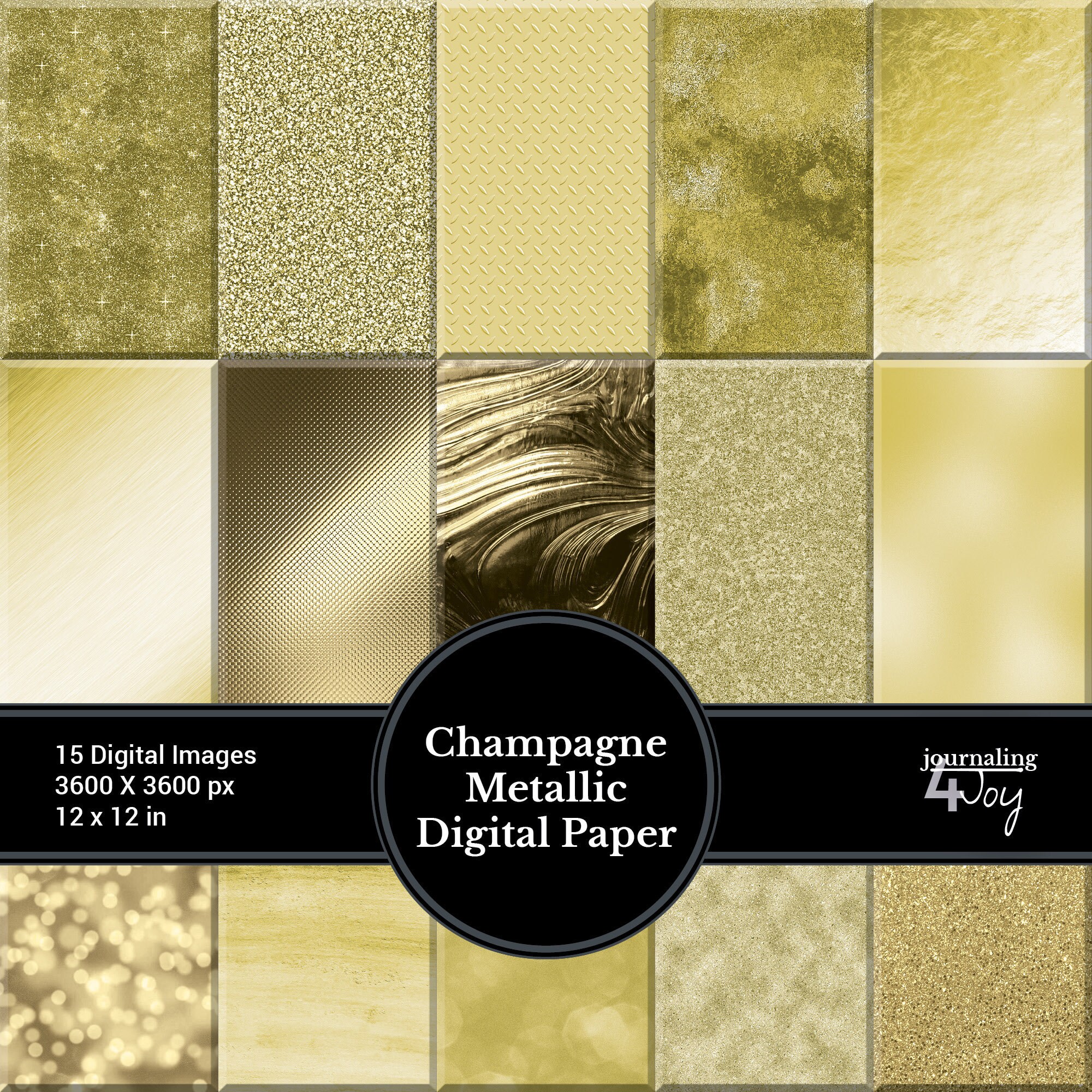 15 Champagne Metallic Digital Paper, Backgrounds, Foil, Textures ...