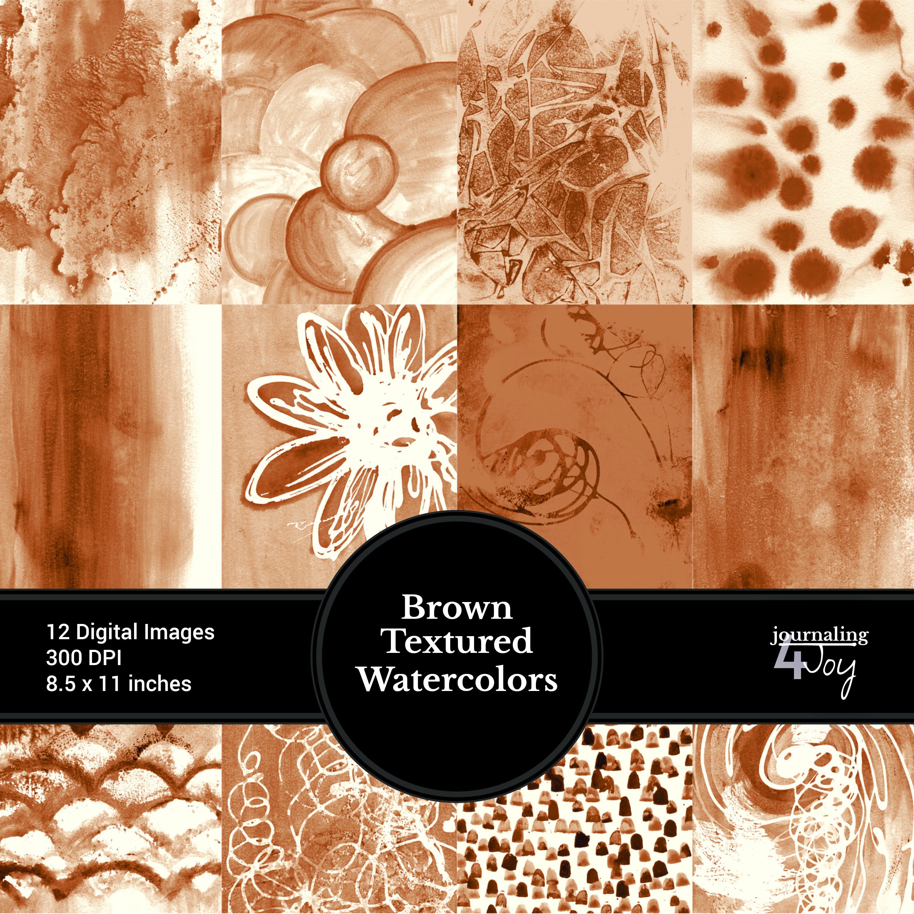 Brown Watercolor Color Textures 12 Printable Sheets 8.5in X 11in for ...