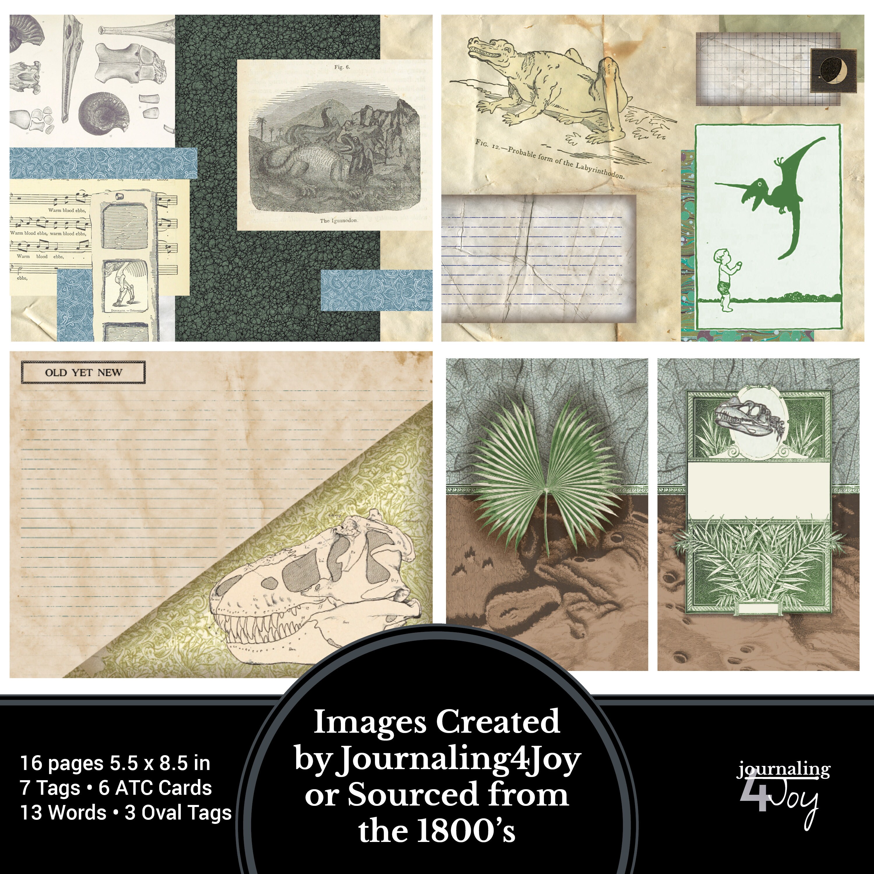 Prehistoric Ephemera Junk Journal Kit, Dinosaur Theme (printable) - Etsy
