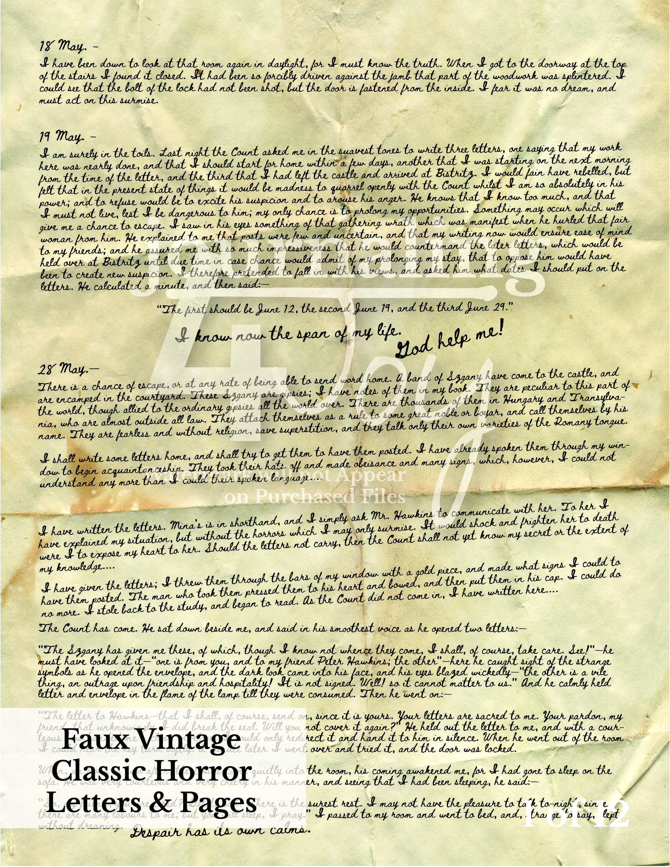 Faux Vintage Horror Book Ephemera Pages - Print on Demand Junk Journal ...