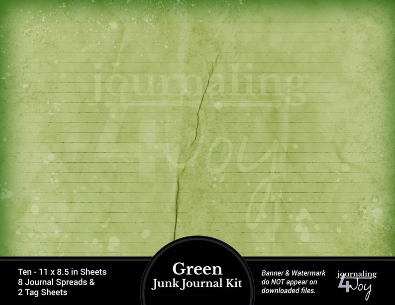 Green Junk Journal Kit - 300 DPI Printable Digital Junk Journaling Kit ...