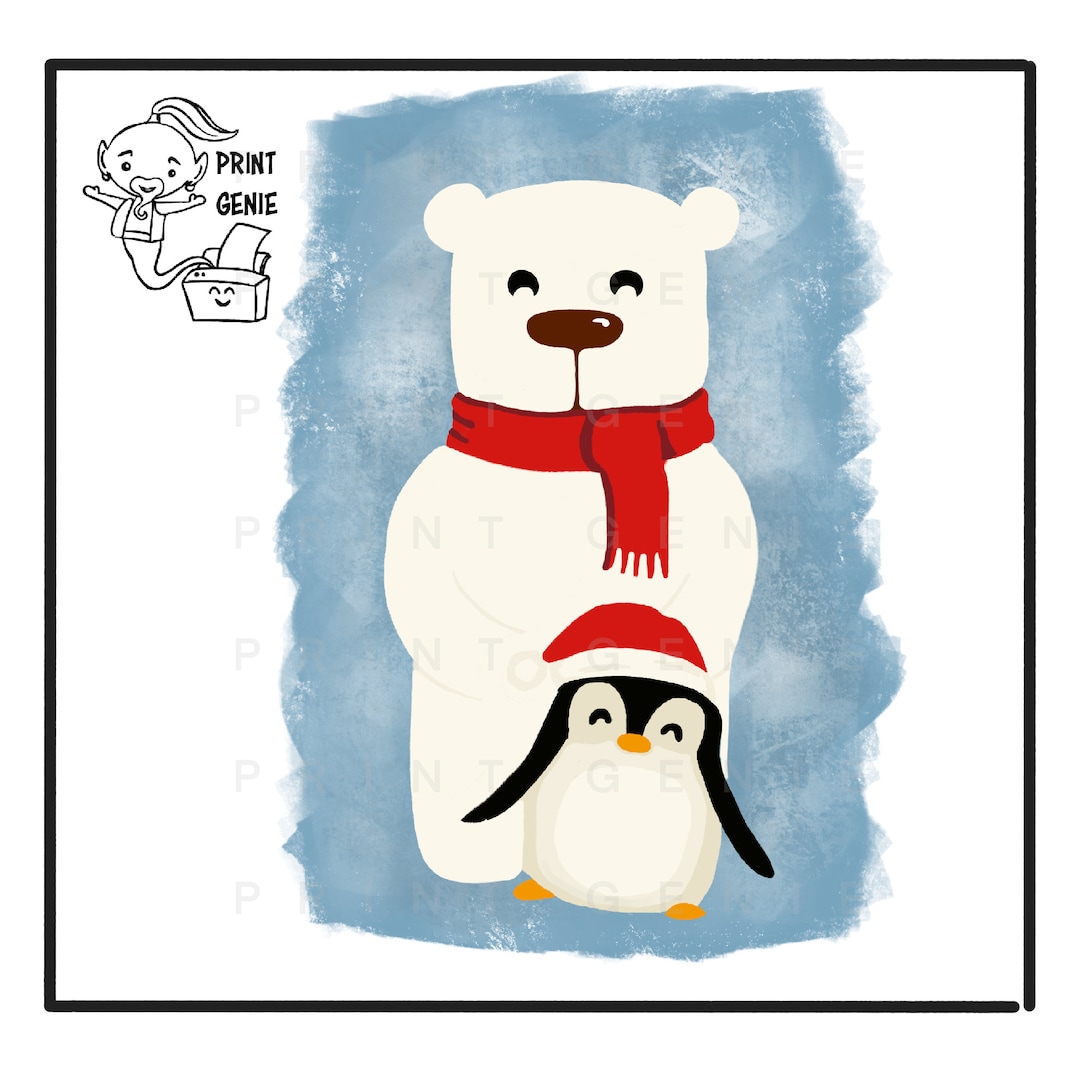 Christmas Bear Clip Art PNG Digital Download Polar Bear Penguin Cute ...