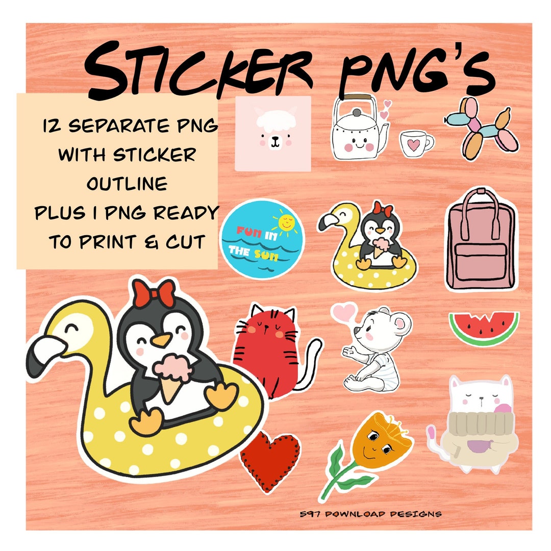 Cute Sticker Bundle PNG Digital Download Files Cute Stickers for Print ...