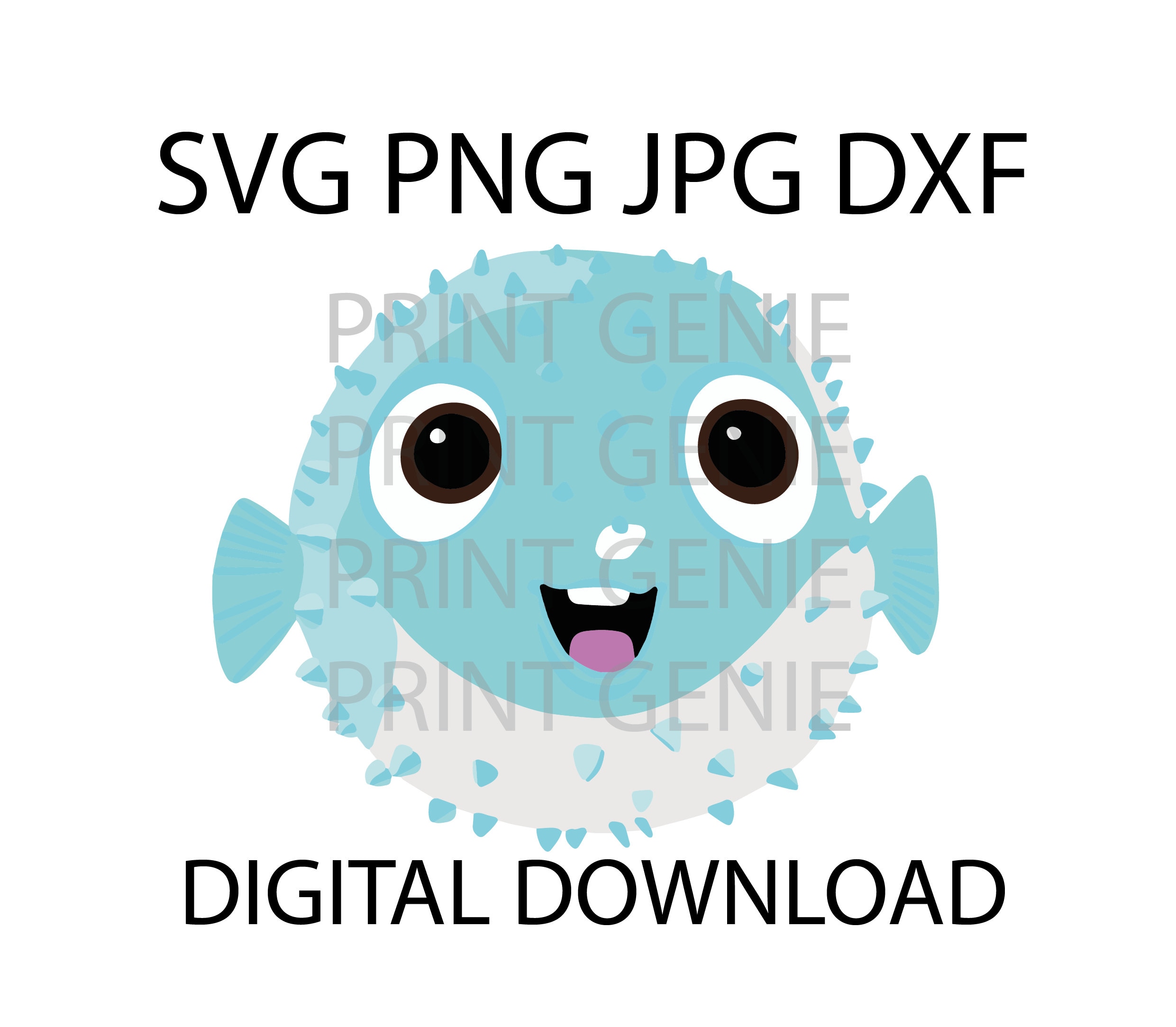 Blowfish Fish SVG PNG JPG Dxf Digital Download Files - Etsy