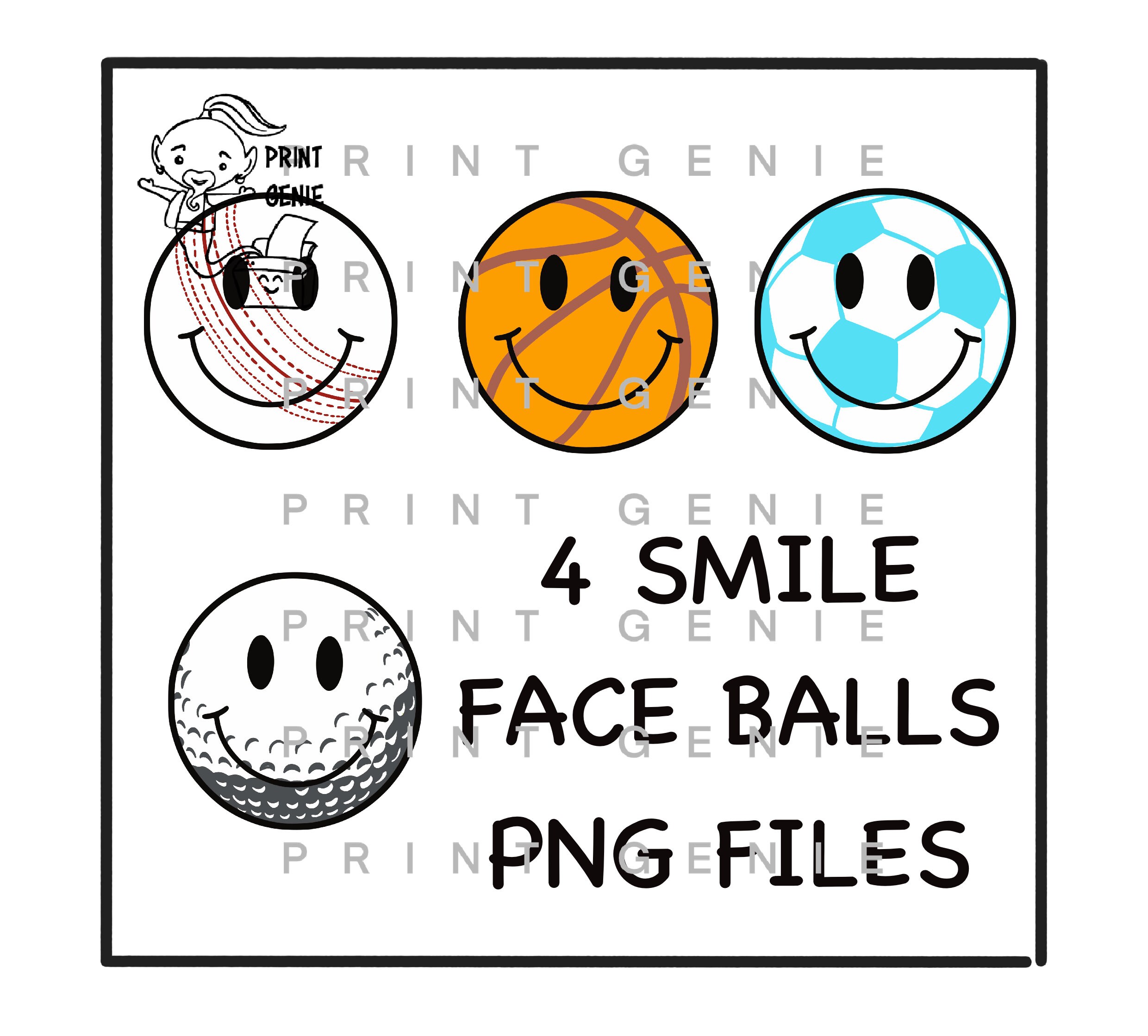 Smile Face Sports Balls Png Clip Art Instant Digital Download Football ...