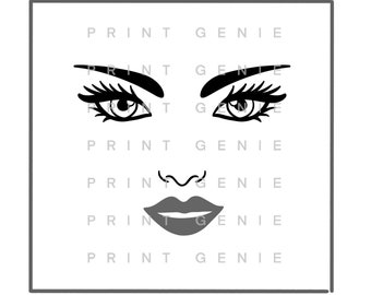 Cute Dolly Face Face Clipart Png, Printable Wall Art, Instant Download ...