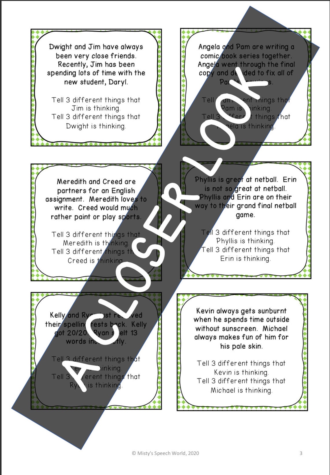 Speech Therapy Download: Perspective Taking Scenarios - Social Skills ...