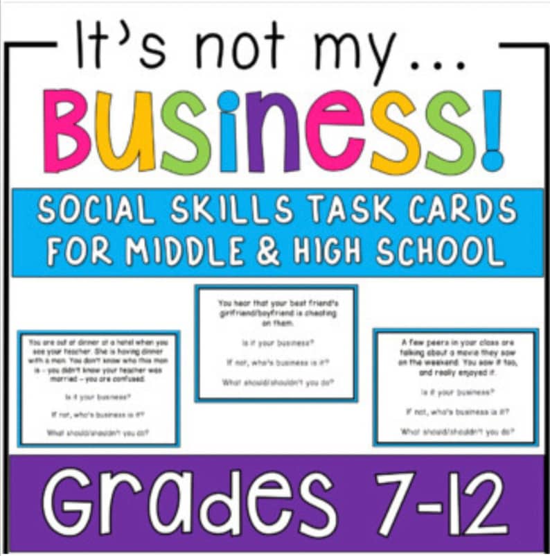 Speech Therapy Resource Download: Social Skills Activity for Middle and ...