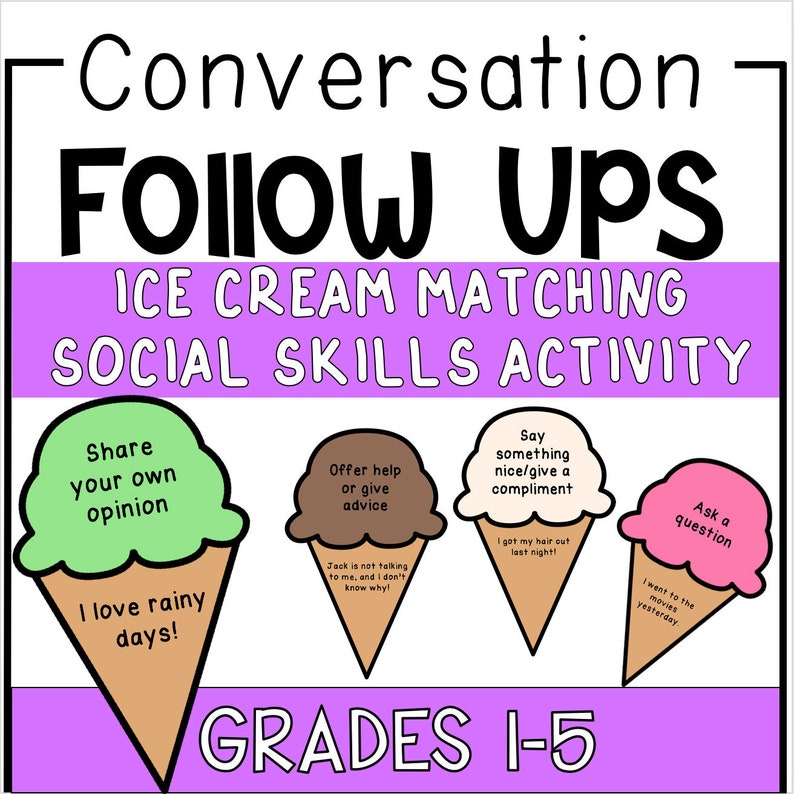 Speech Therapy Download: Conversation Skills - Follow Ups Ice Cream ...