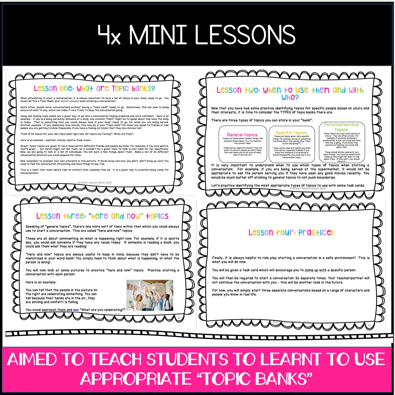 Speech Therapy Download: Conversation Starters - Social Skills for ...