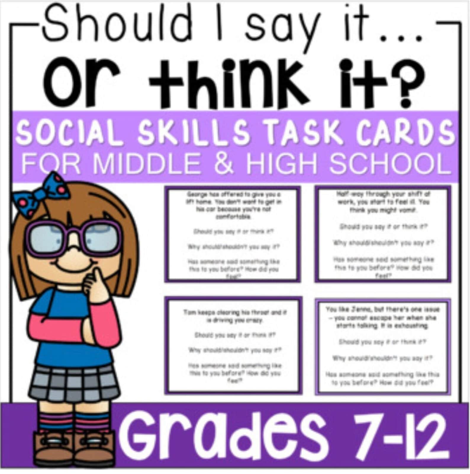 Speech Therapy Resource Download: Social Scenarios for Middle and High ...