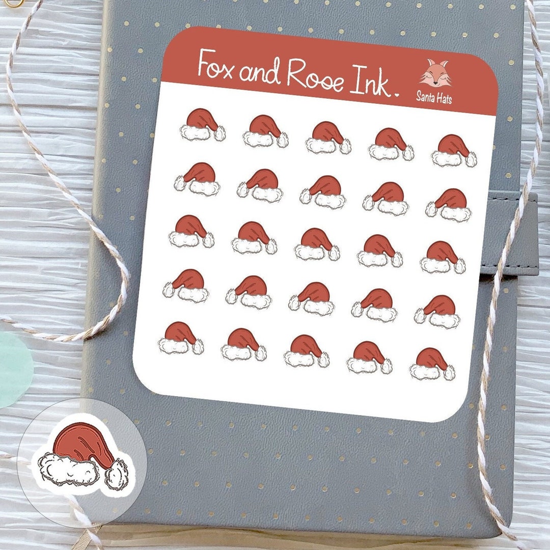 Santa Hat Stickers for Planners and Calendars Mini Santa Clause Hat ...