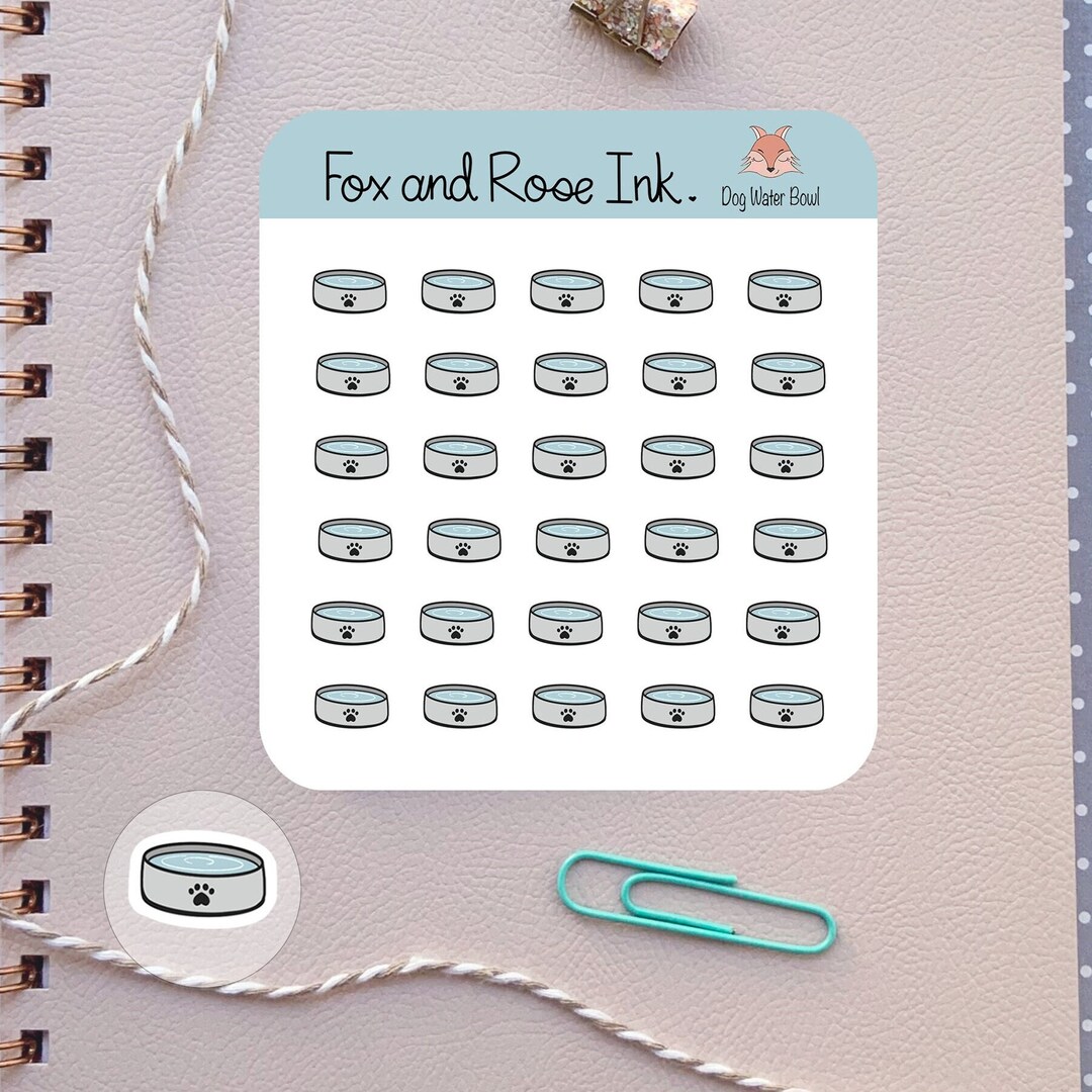 Dog Water Bowl Stickers⎮dog Bowl Planner Stickers⎮dog Bowl Icon ...