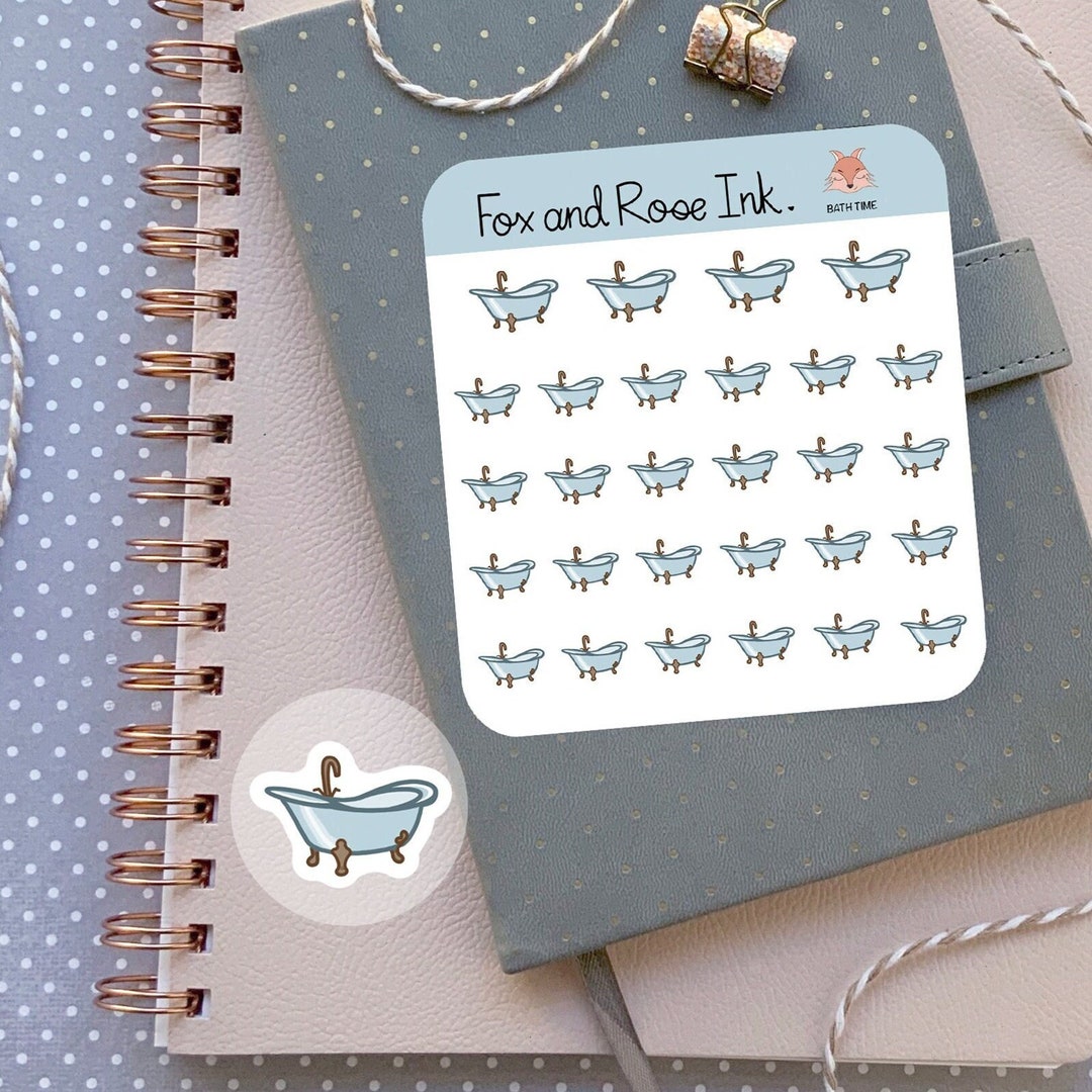 Bath Planner Stickers⎮ Bath Tub Icon Stickers for Planners and ...