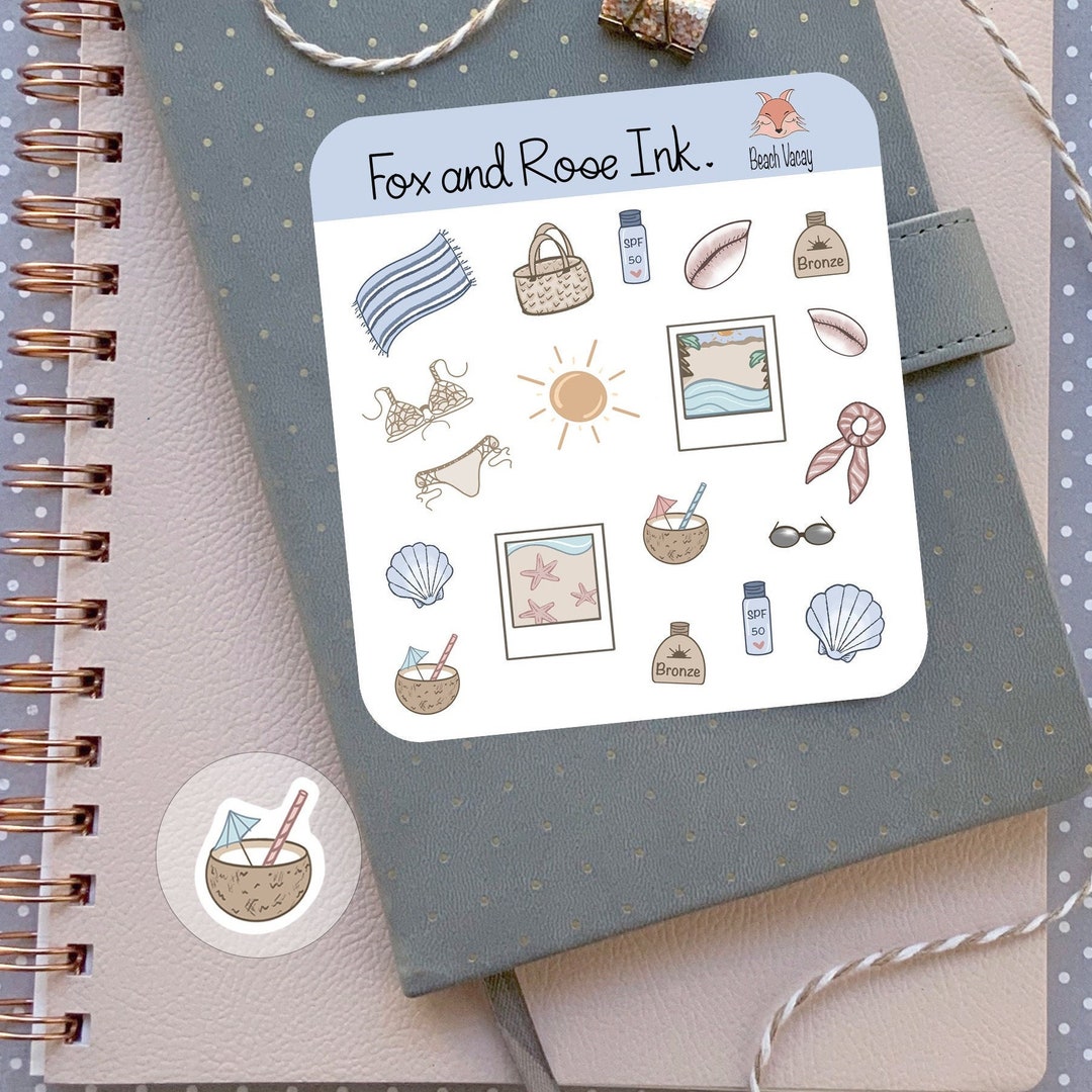 Beach Planner Stickers Beach Vacation Stickers for Planners Bullet ...