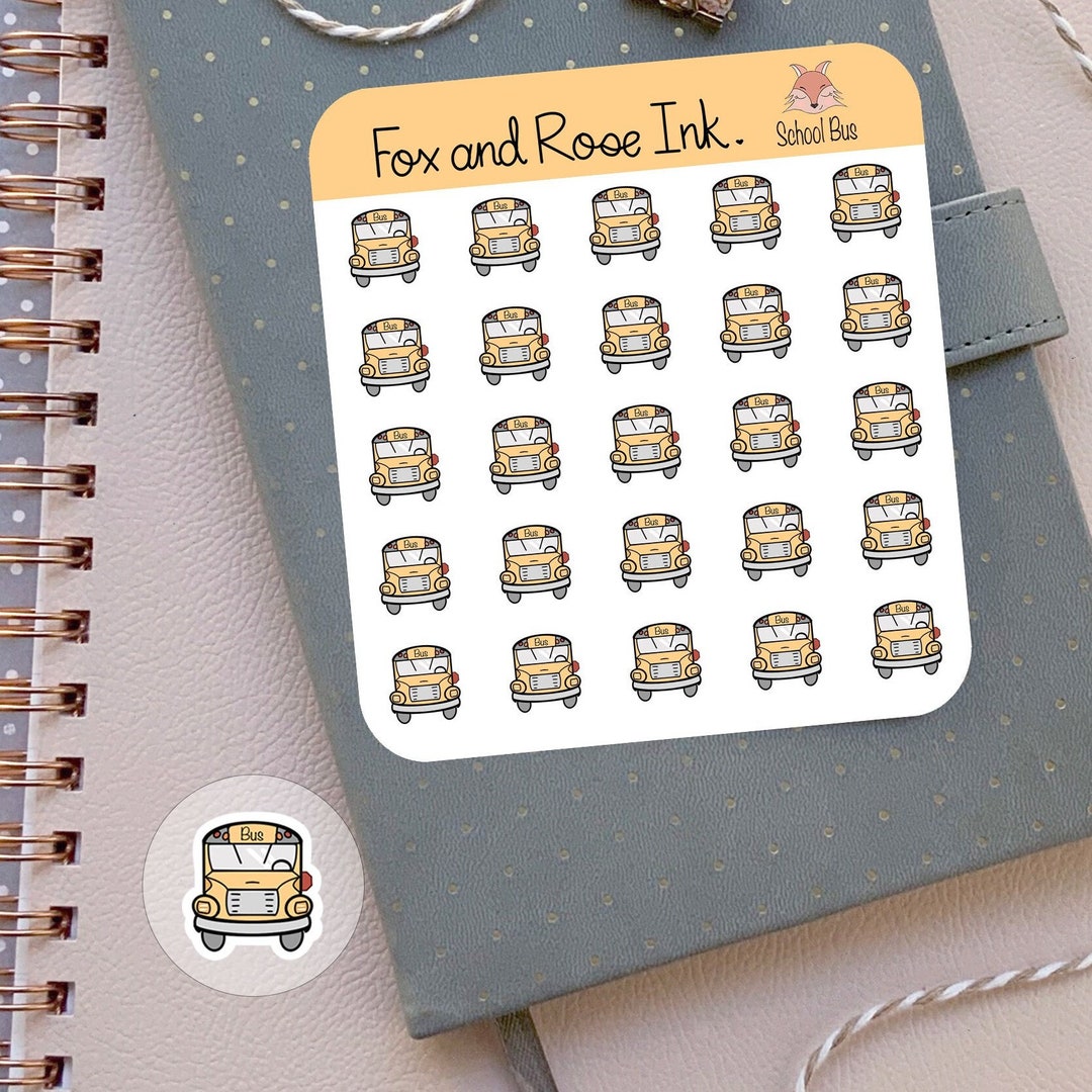School Bus Planner Sticker Icons School Bus Stickers for Planners and ...