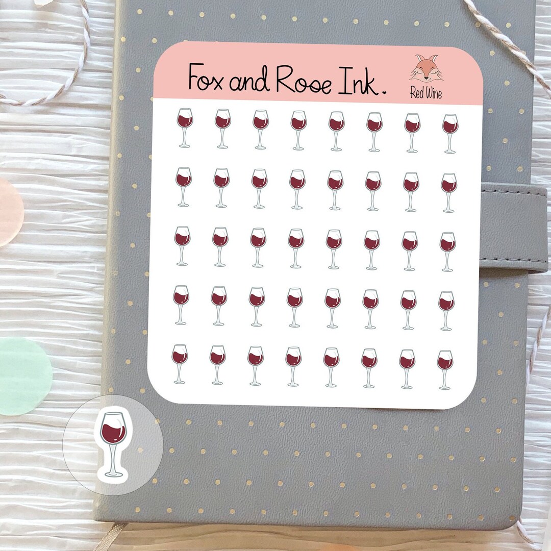 Red Wine Planner Stickers⎮ Wine Stickers for Planners and Calendars ...