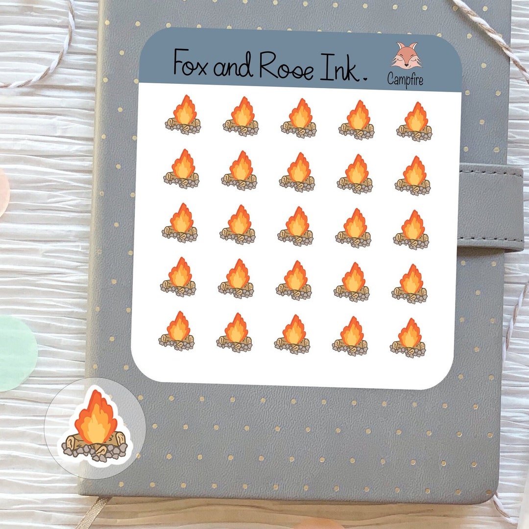 Campfire Planner Stickers Camping Bonfire Stickers for Planners ...
