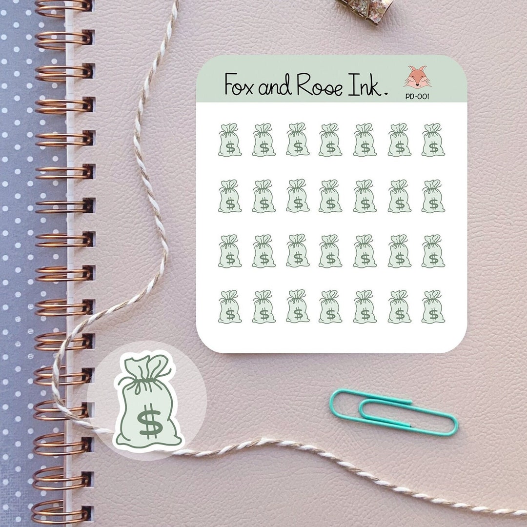 Money Stickers/ Planner Sticker Sheet/ Payday Stickers for Planners and ...