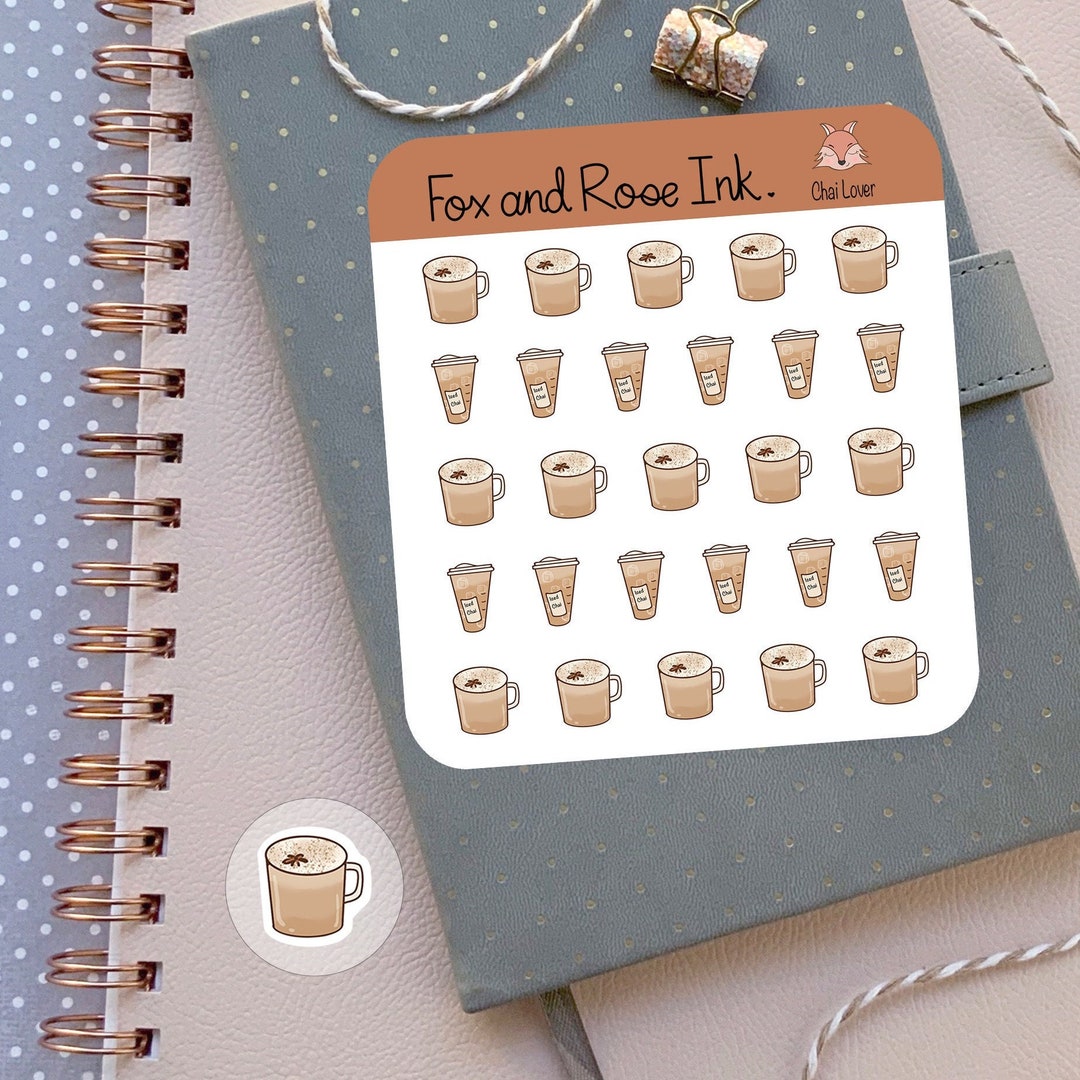 Chai Tea Sticker Sheet Chai Tea Planner Stickers Chai Stickers for ...