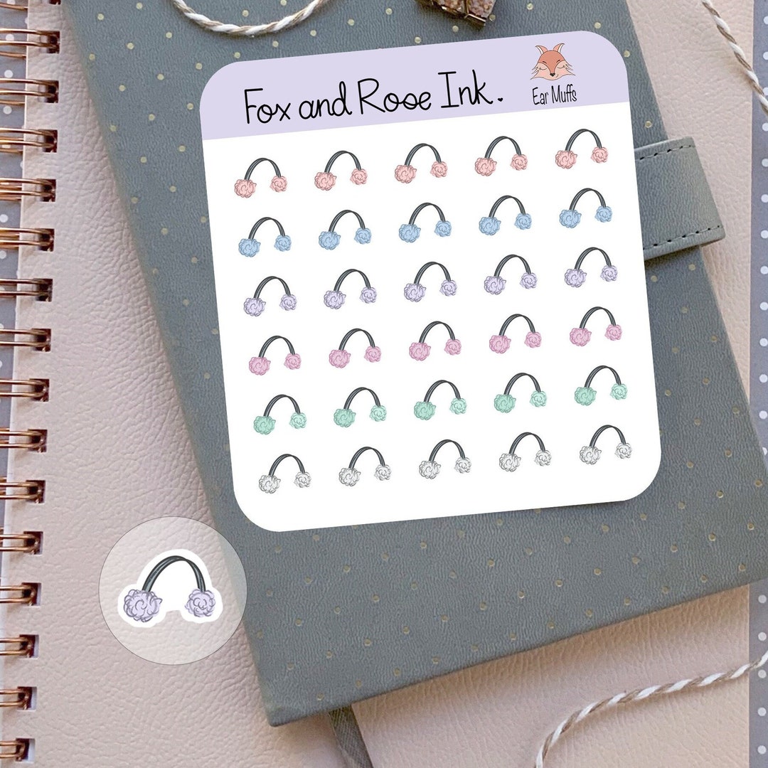 Ear Muff Stickers⎮ Ear Muffs Planner Stickers Sheet⎮ Winter Stickers ...