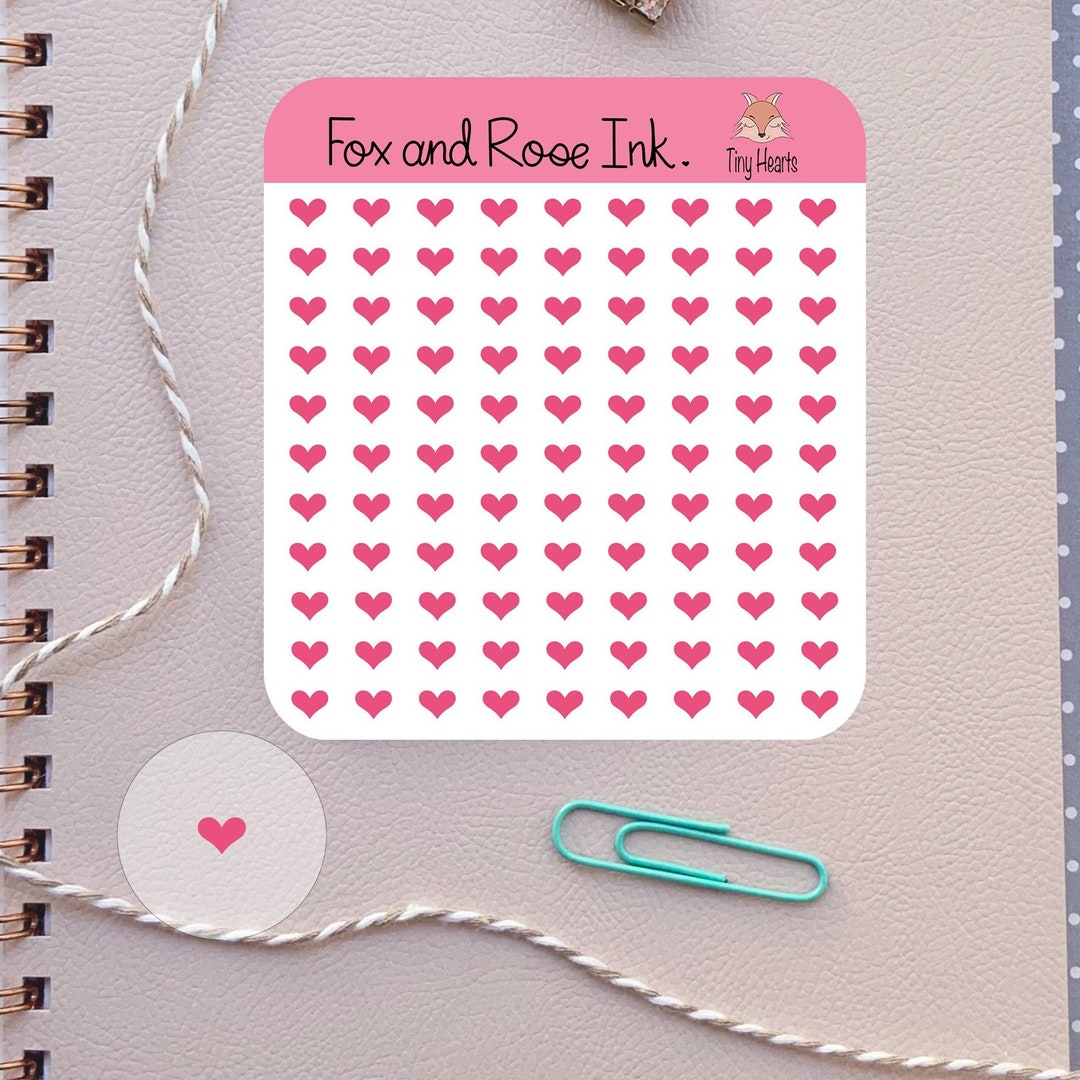 Tiny Pink Heart Stickers for Planners Bullet Journals and Scrapbooks ...