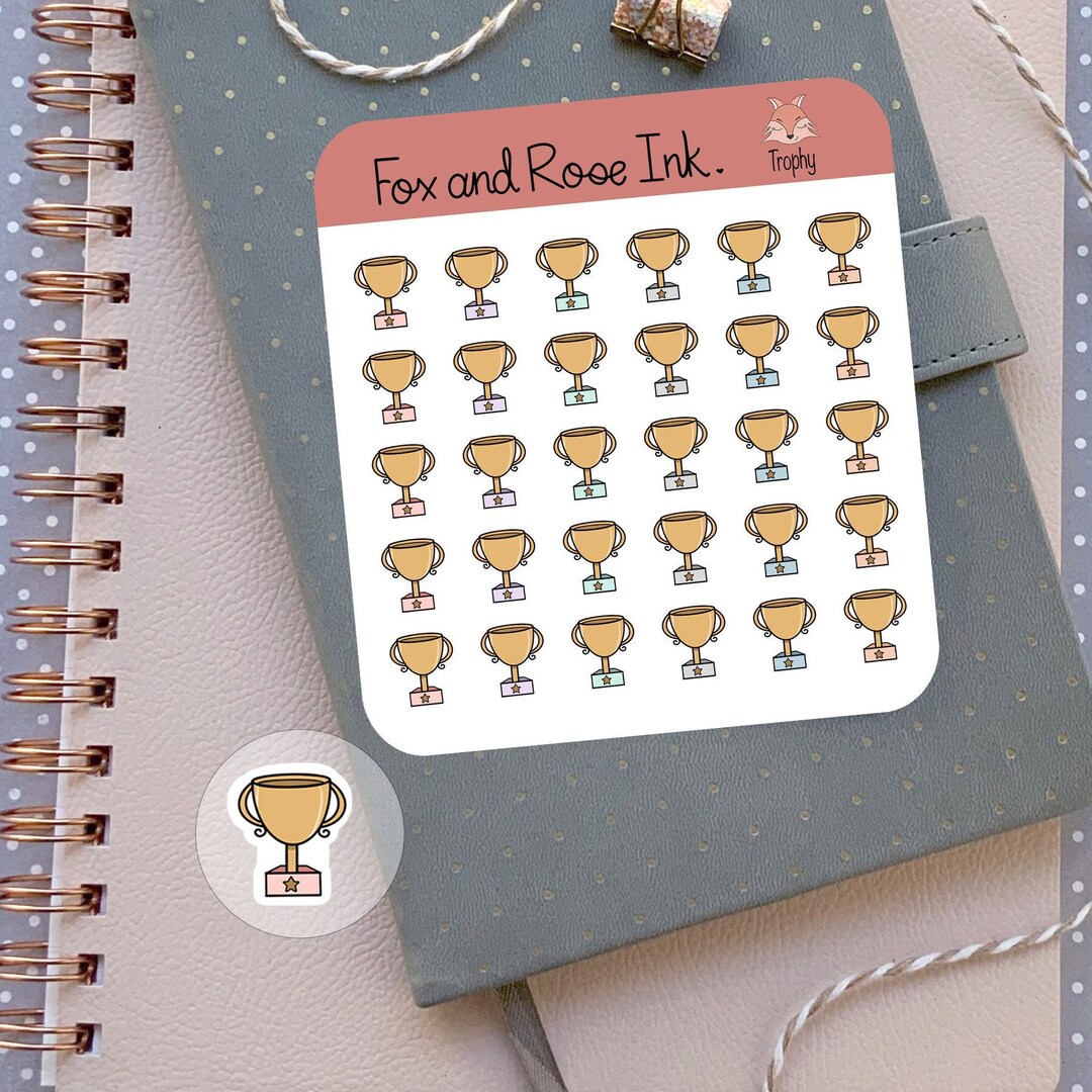 Planner Icon Stickers: Trophy Stickers for Planners Achievement Award ...