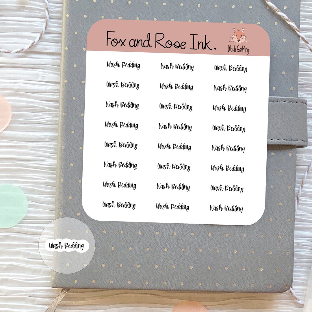 Wash Bedding Script Planner Stickers Clean Bedspread Reminder Stickers ...