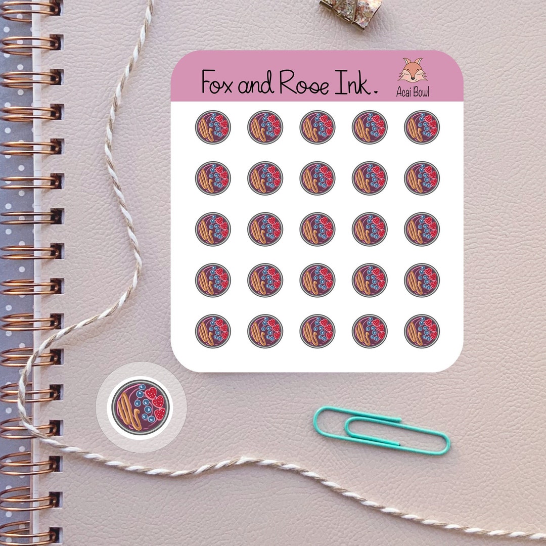Acai Bowl Planner Stickers⎮ Smoothie Bowl Icon Stickers⎮ Smoothie ...