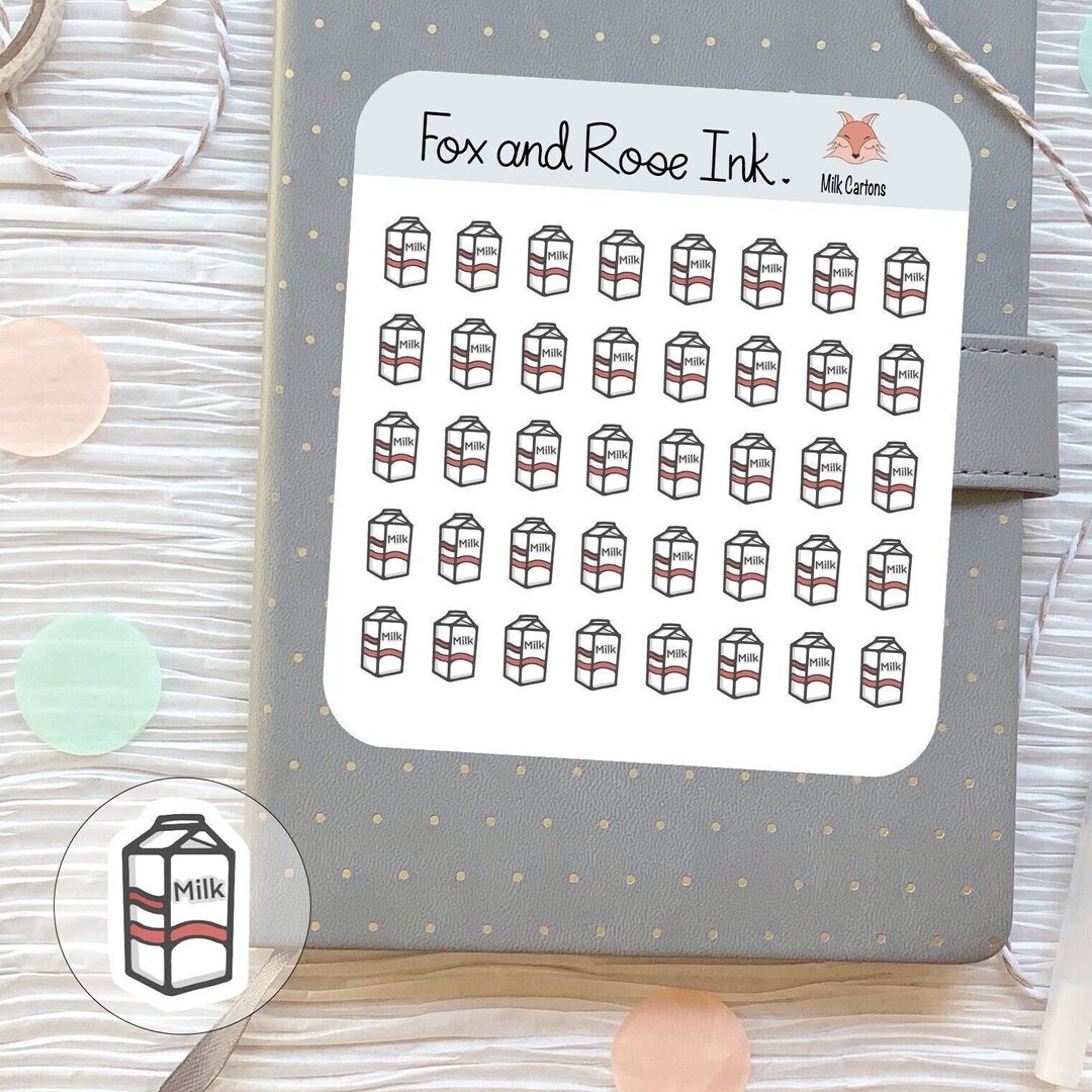 Milk Planner Stickers Milk Sticker Sheet Milk Carton Icon Sticker for ...