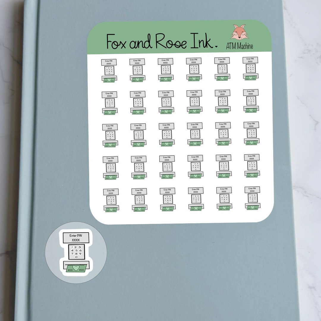 ATM Machine Stickers⎮ ATM Planner Stickers Sheet⎮ ATM Icons for ...