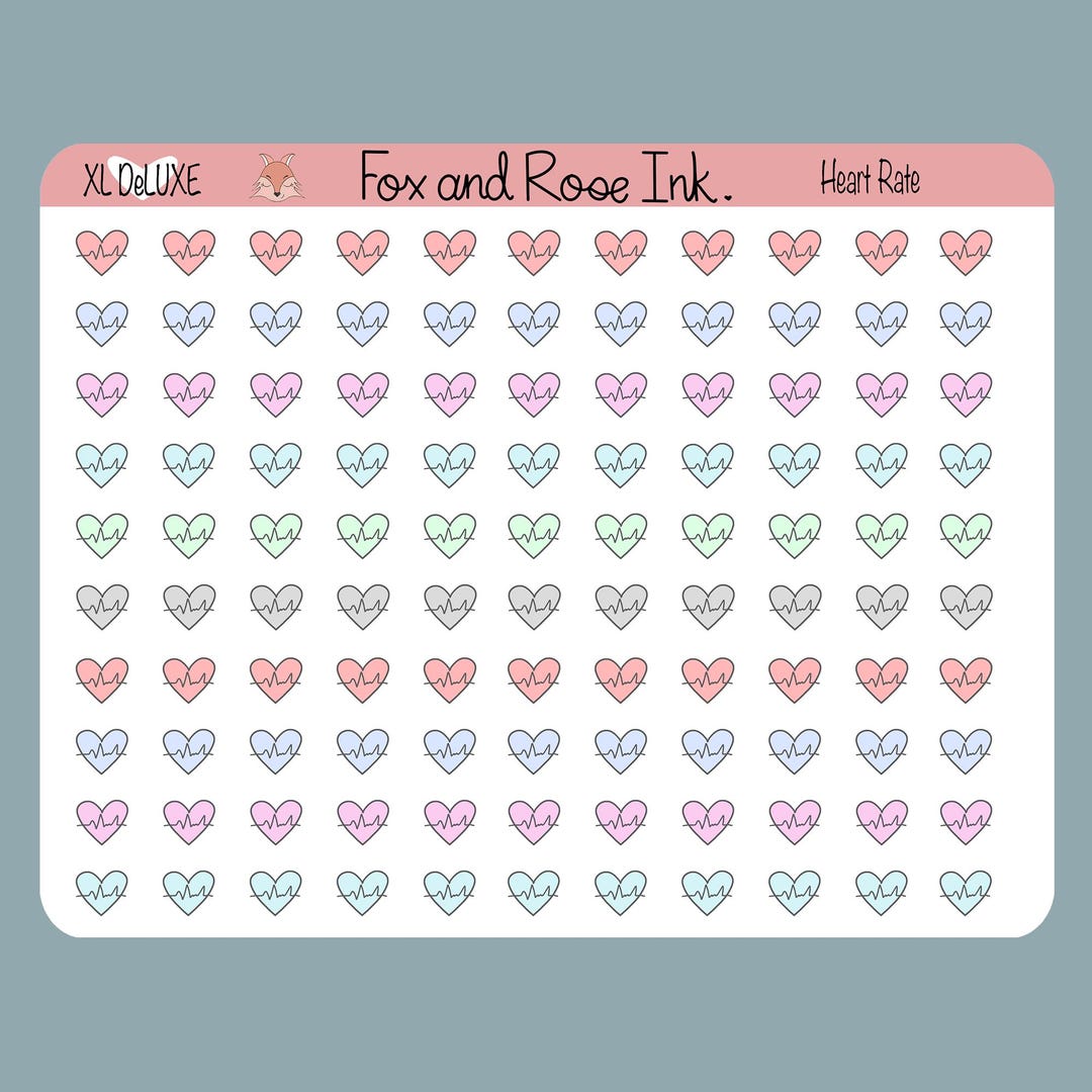 Heart Rate Planner Stickers⎮ Pulse Icon Stickers for Planners and ...
