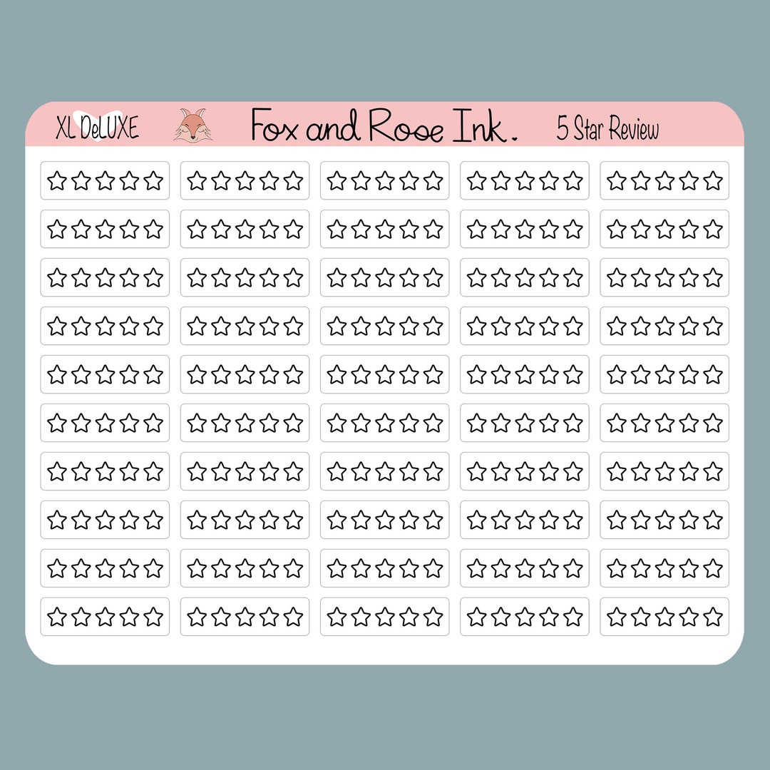 Five Star Rating Planner Sticker for Vertical Planners⎮ Review Stickers ...