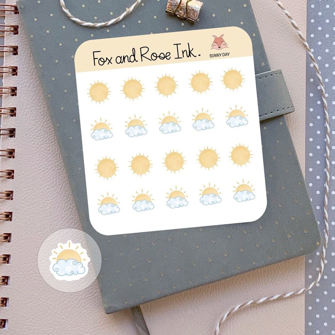 Planner Sticker Icons: Sun Planner Stickers Sun Sticker Sheet Sunny ...