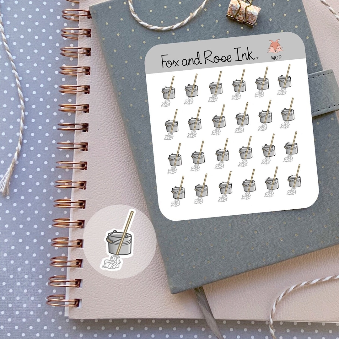 Mop Stickers/ Planner Stickers/ Cleaning Stickers for Planners and ...