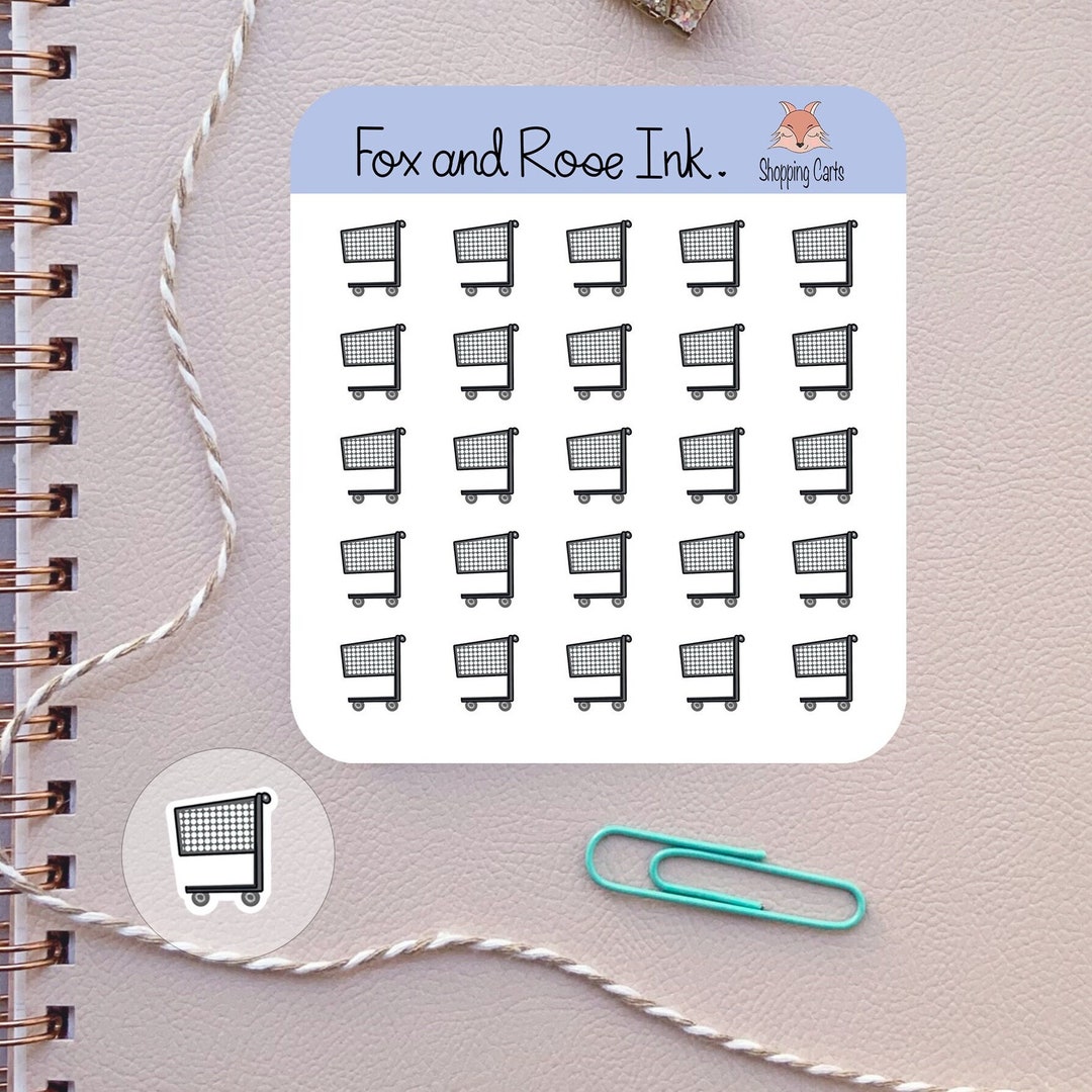 Shopping Cart Stickers⎮ Grocery Shopping Planner Stickers Sheet ...