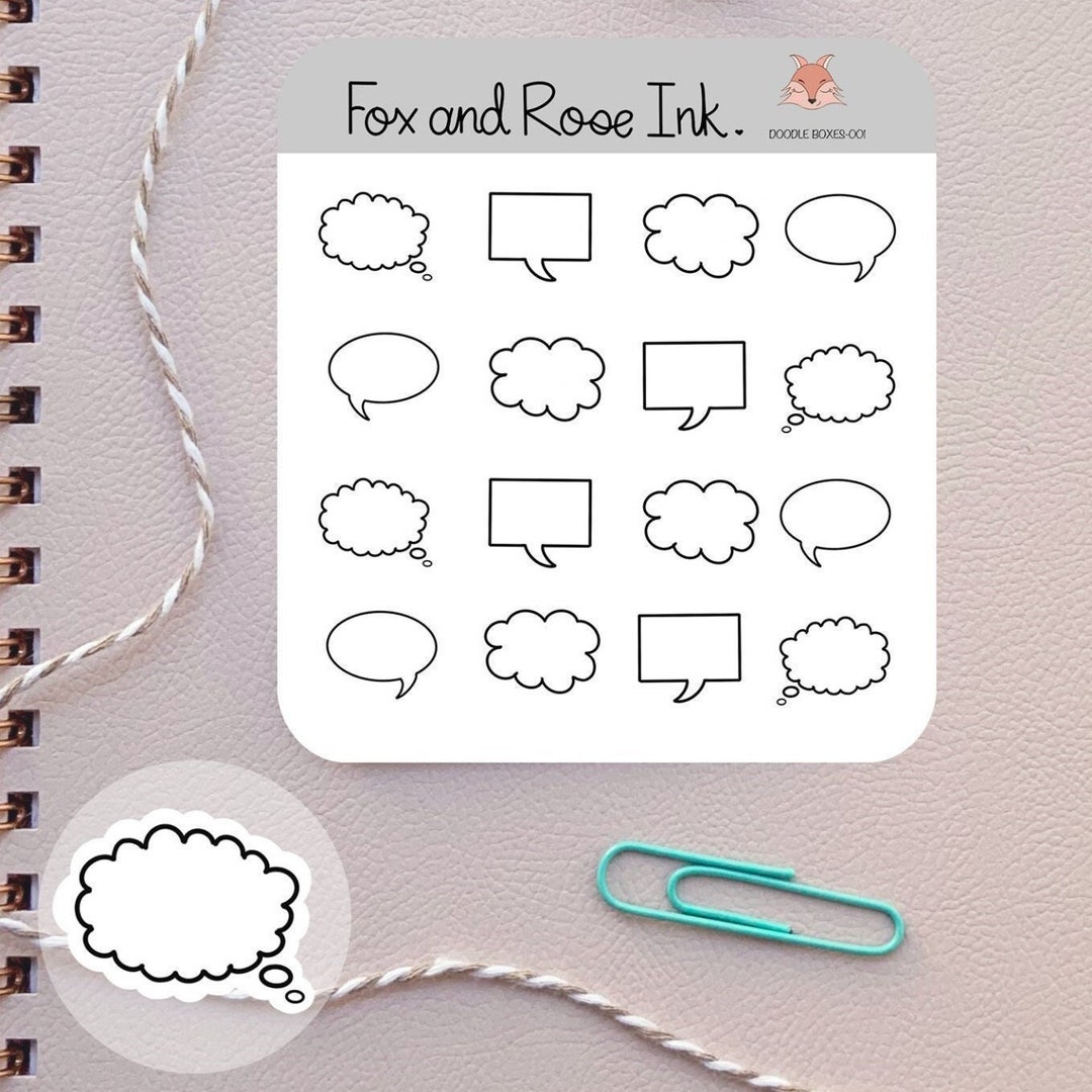 Speech Bubble STICKER SHEET Thought Bubble Word Bubble Stickers for ...